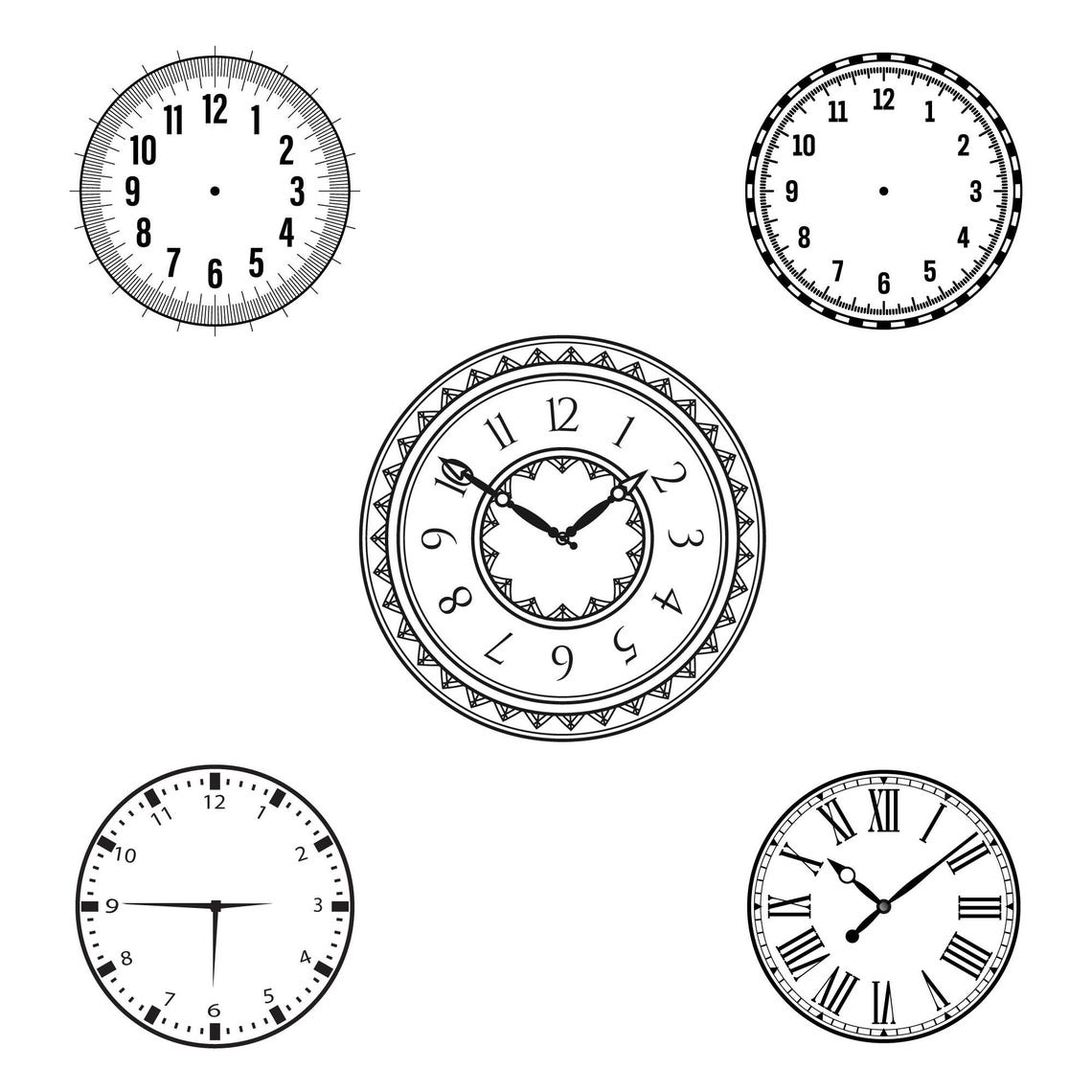 Wall Clock Face Svg Bundles, Clock PNG Files, Clock Face Clipart, Clock ...