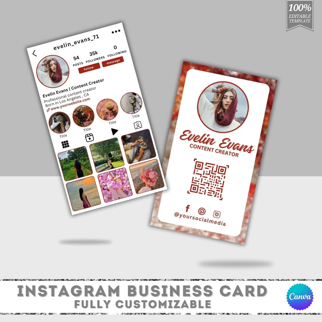 Editable Instagram Business Cards, Business Cards, Promotion of ...