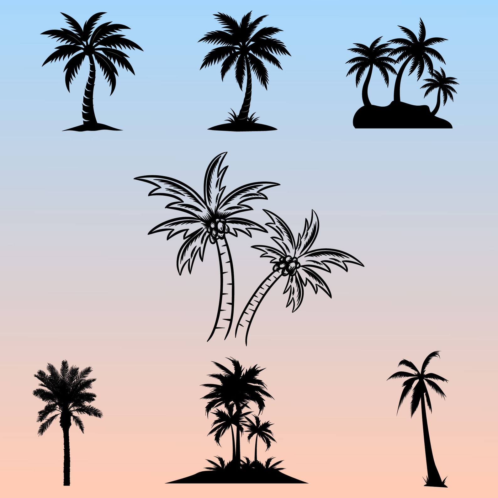 Palm Tree Svg Bundle, Palm Tree Clipart, Palm Tree Circuit, Palm Trees ...