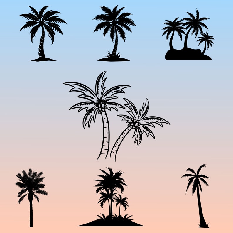 Palm Tree Svg Bundle, Palm Tree Clipart, Palm Tree Circuit, Palm Trees Svg, Palm Tree Silhouette ...