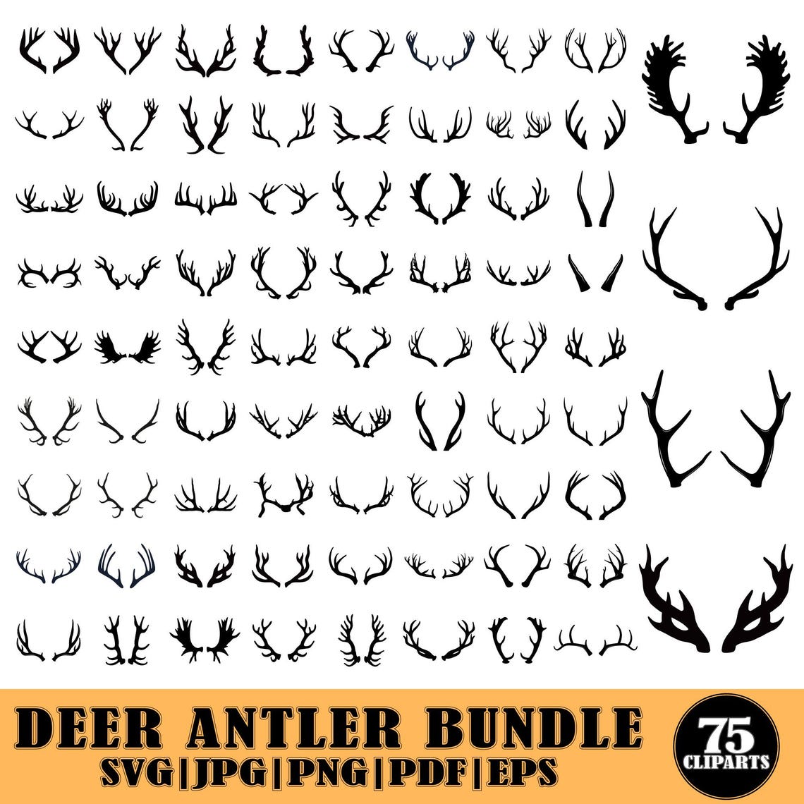 Big Antler Svg Bundles, Antler Clipart, Antler PNG, Antler Circuit ...