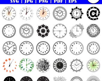 Cute Clock Face Svg Bundles, Clock Face PNG, Clock Face Clipart, Clock ...