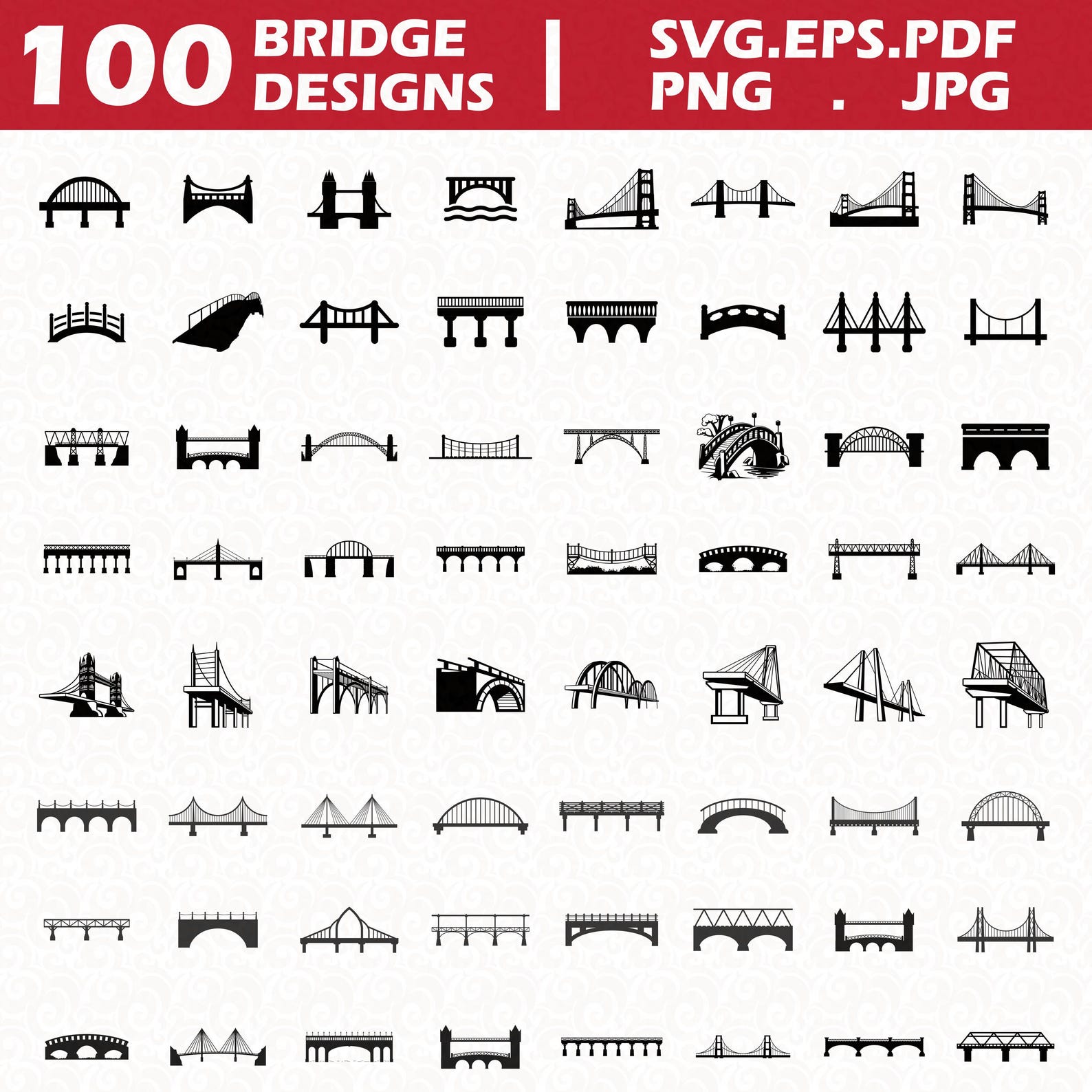 Long Bridges Svg Bundles, Bridges Svg Design, Bridges Clipart, Bridges ...