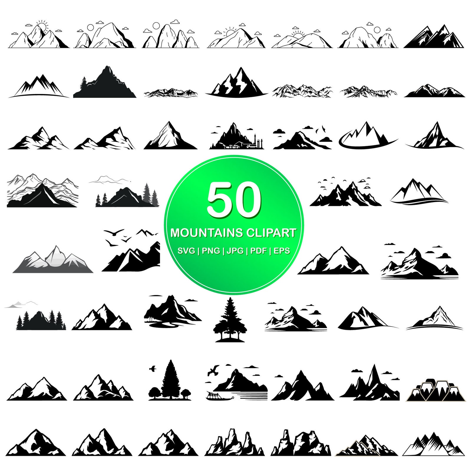 Mountain Svg Files, Mountain Clipart, Mountain Svg Bundles, Mountain ...