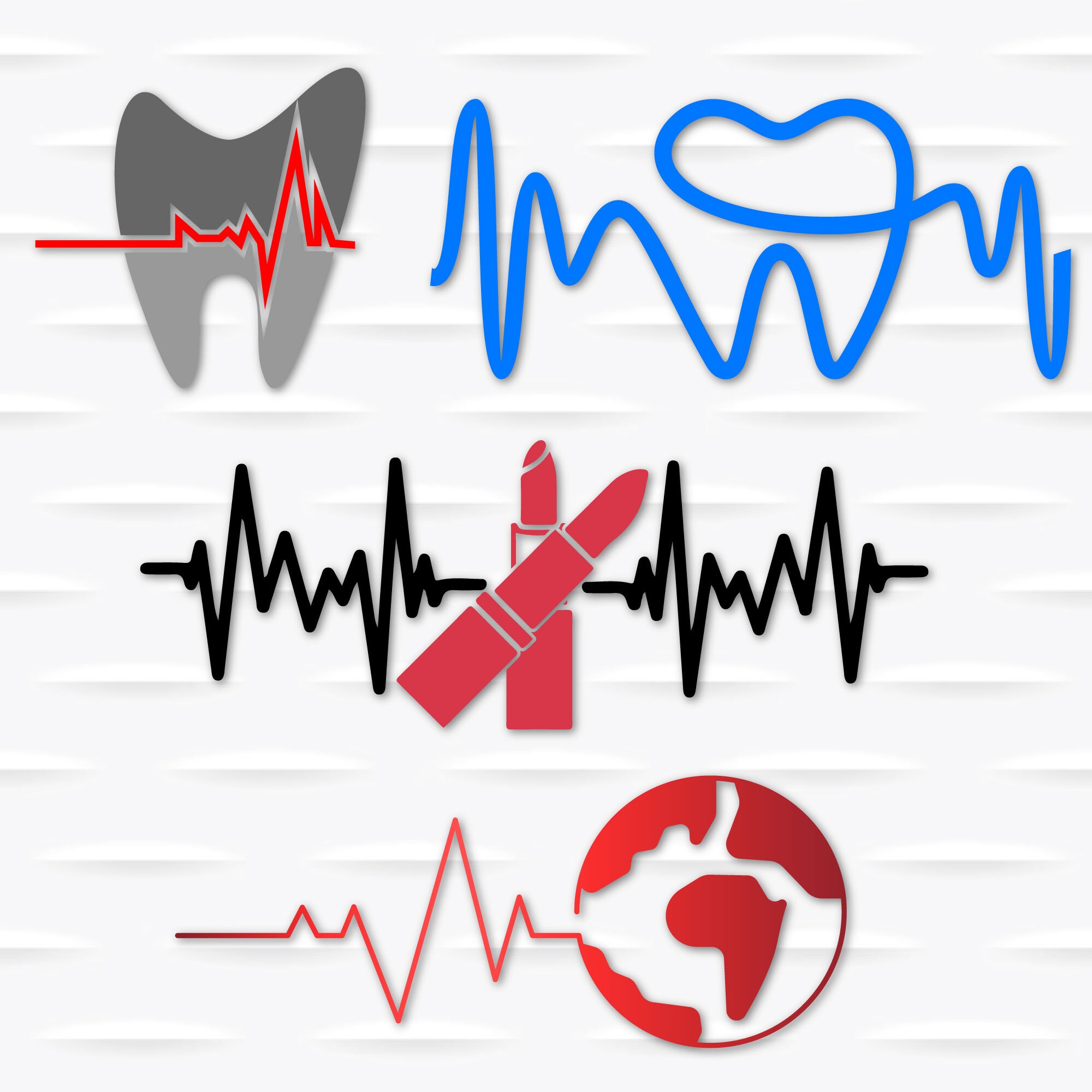 Heartbeat Svg Bundles, Heart Pulse Svg Bundles, 75 Heartbeat Clipart ...