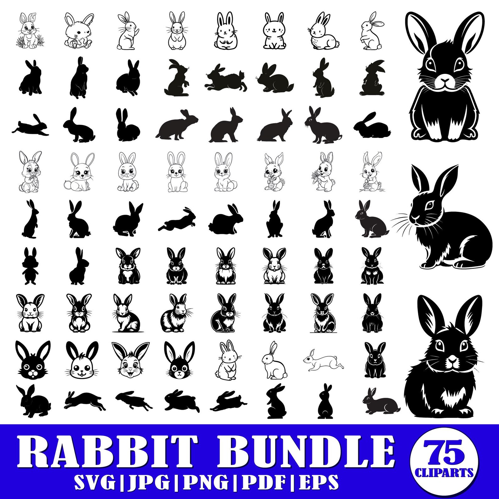 Rabbit Svg Clipart, Rabbit PNG Shirt Prints, Rabbit Svg, Rabbit Cut ...