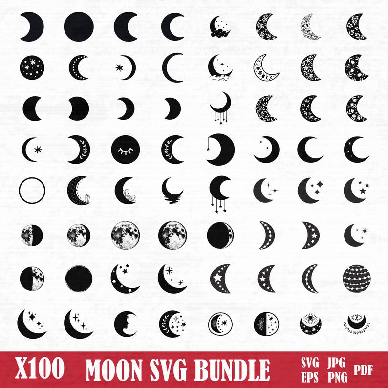 Moon Svg Bundles, Celestial Moon Svg, Moon Bundles,, Moon Cut Files ...