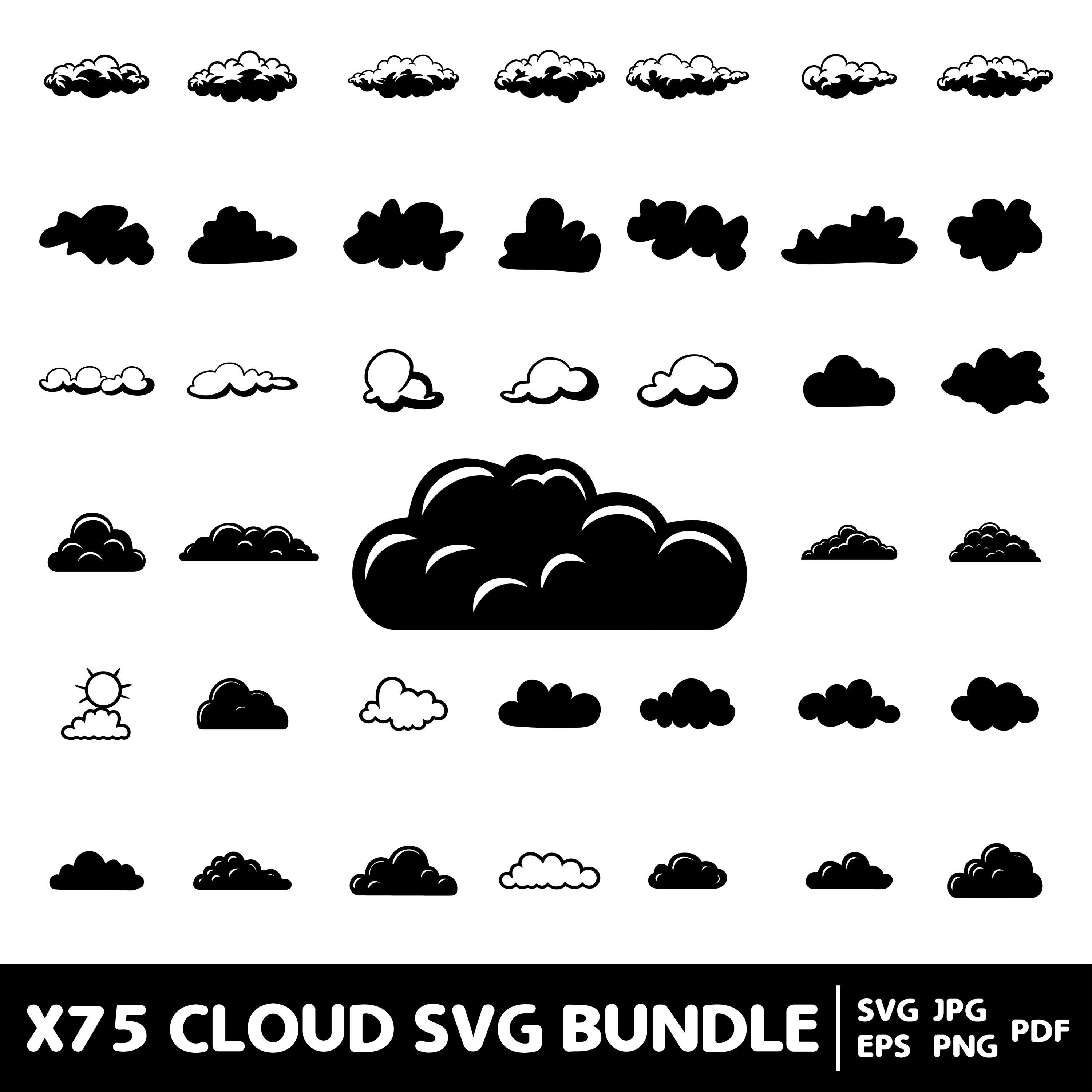 Cloud Svg Bundles, Cloud Svg, Clouds Clipart, Clouds Png, Sky Clouds ...