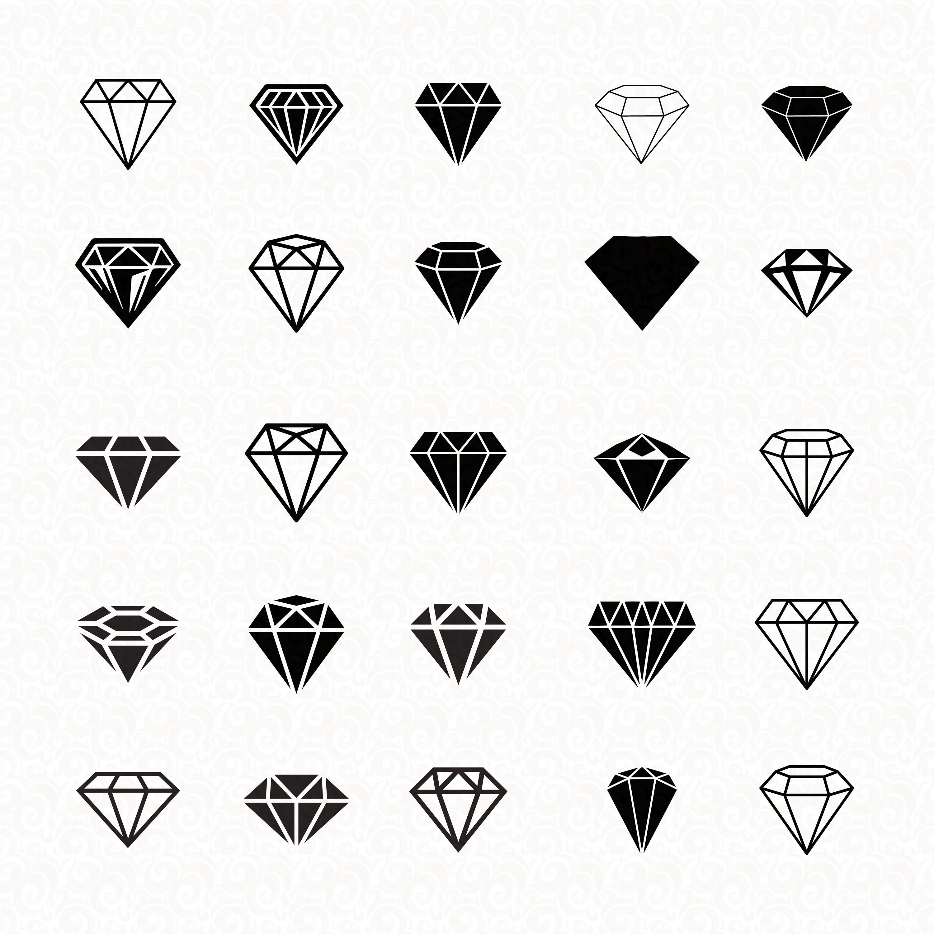 Crystal Diamond Svg Bundles, Diamond PNG Bundles, Diamond Clipart ...