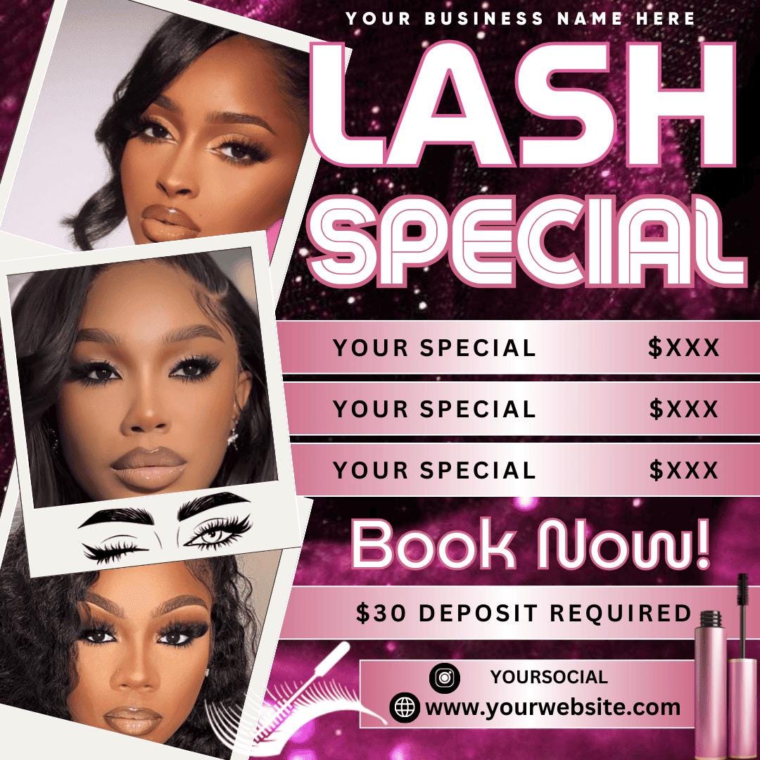 March Lash Extension Flyer, March Lash Promo Template, March Lash Sale ...