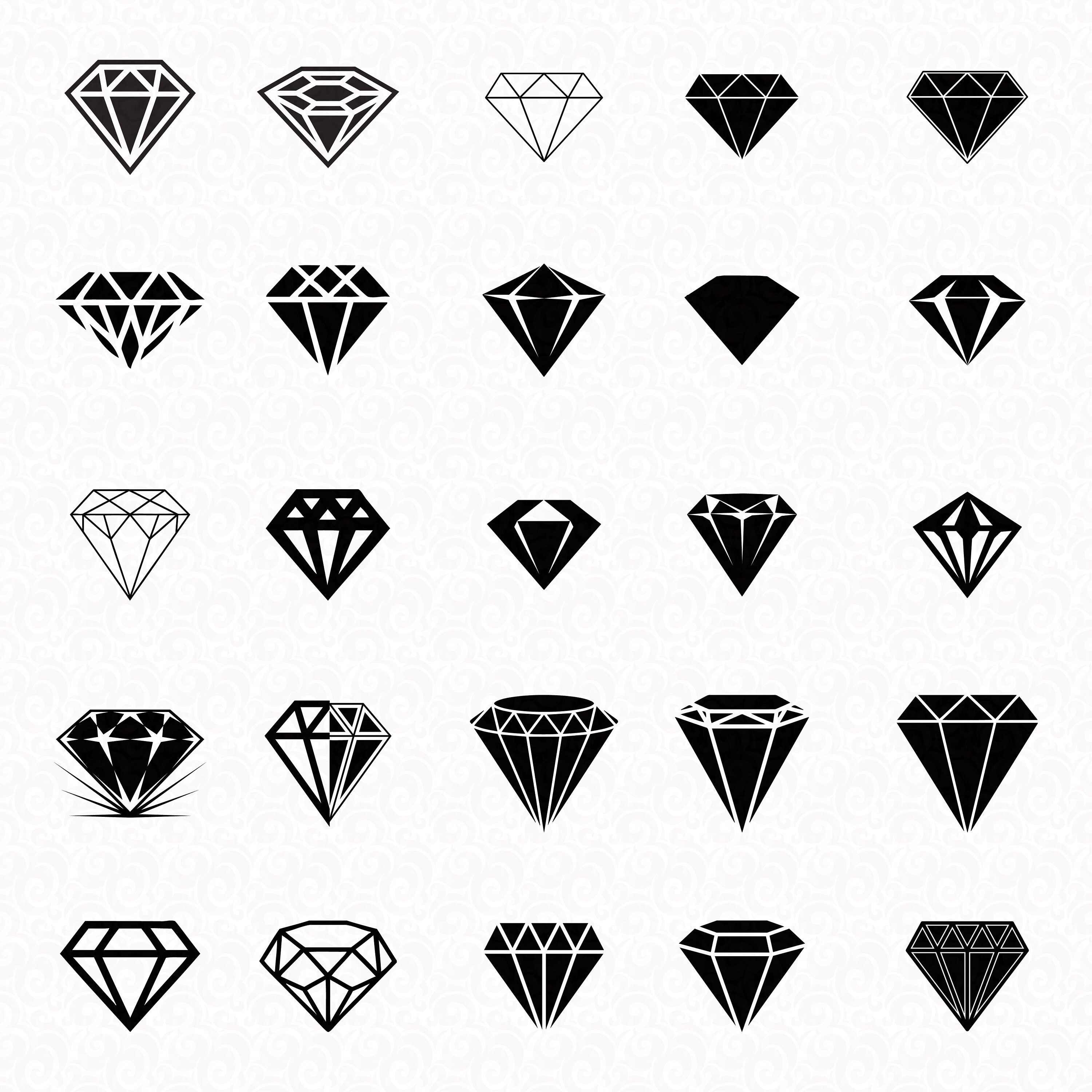 Crystal Diamond Svg Bundles, Diamond PNG Bundles, Diamond Clipart ...