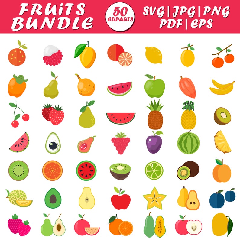 Fresh Tropical Fruit Svg Bundles, Fruit Svg Bundles, Lemon, Cherry ...