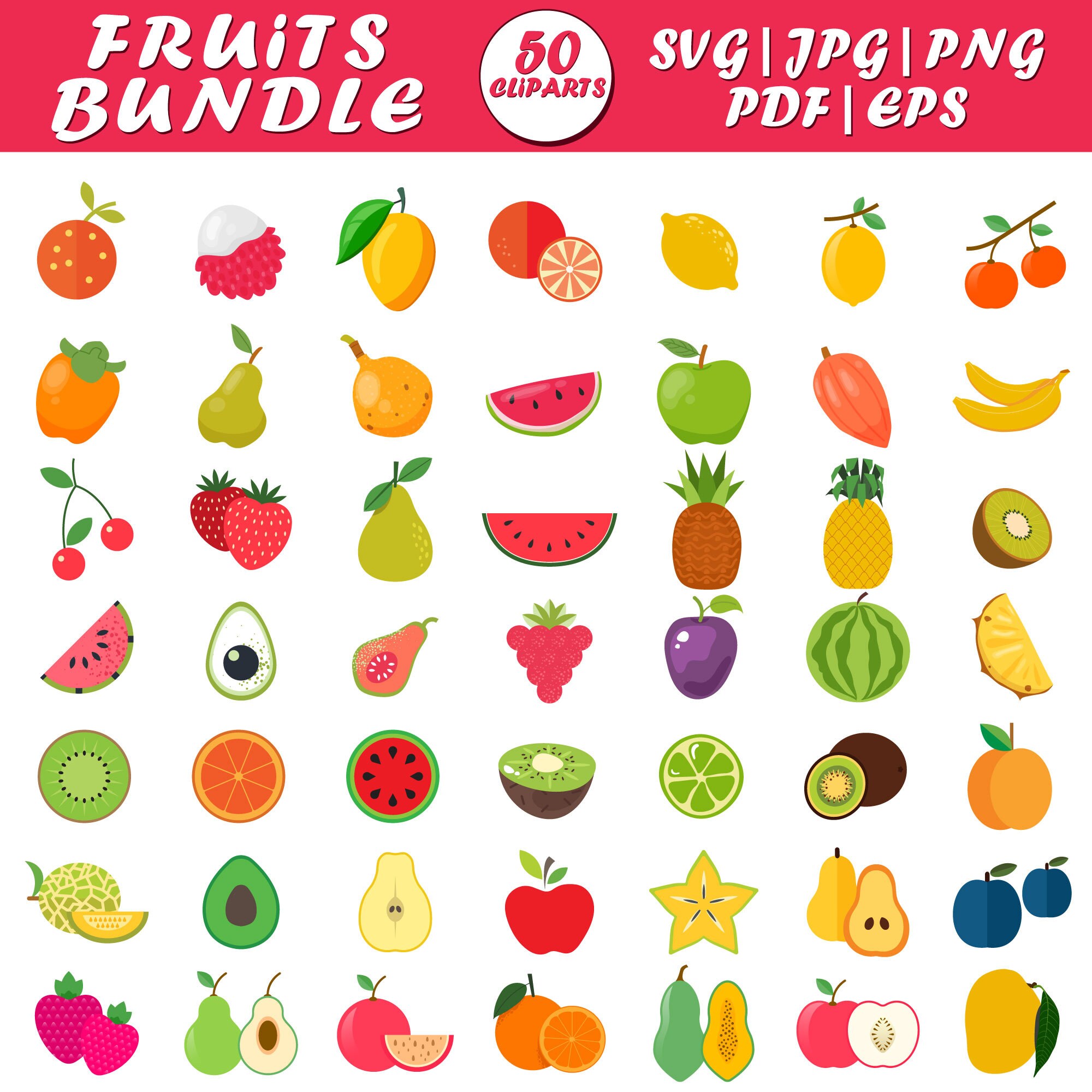 Fresh Tropical Fruit Svg Bundles, Fruit Svg Bundles, Lemon, Cherry ...