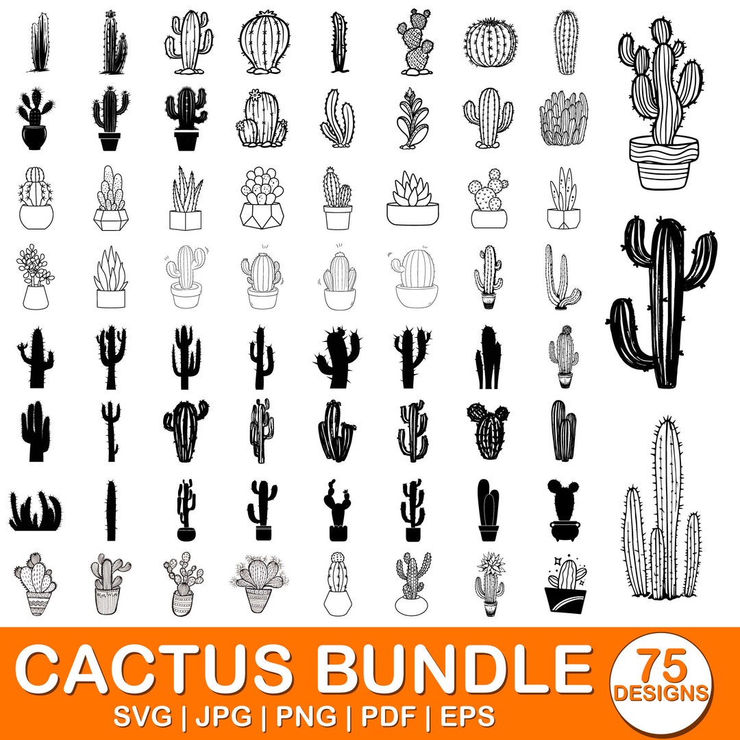 Cactus Svg Bundles, Cactus Cut Files, Cactus Clipart, Cactus Vector ...
