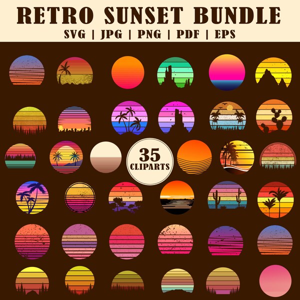 Retro Sunset Svg - Etsy Canada
