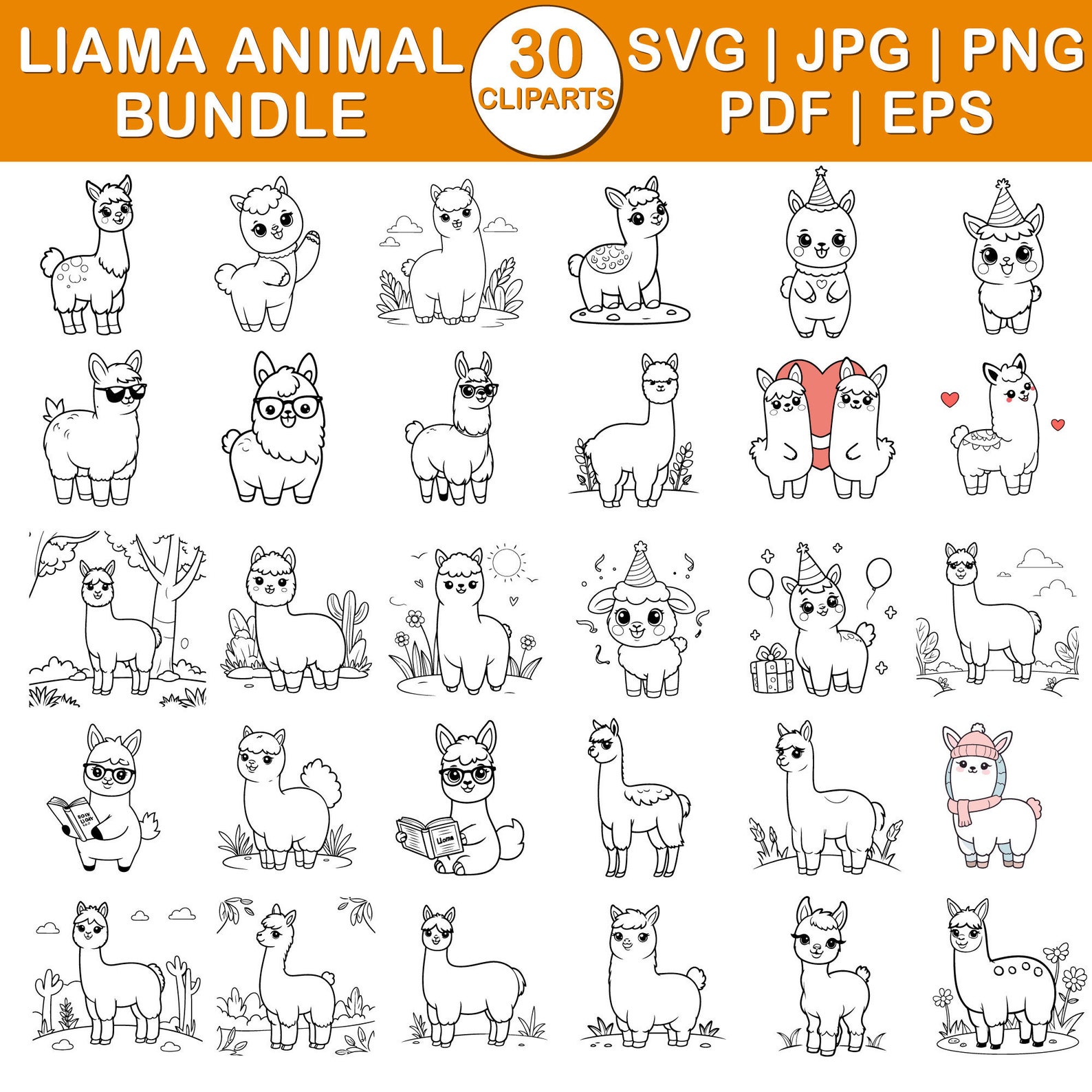 Lama-Svg-Bundles, Lama PNG, Lama-Tier-Svg-Bundles, Lama-Clipart, Baby ...