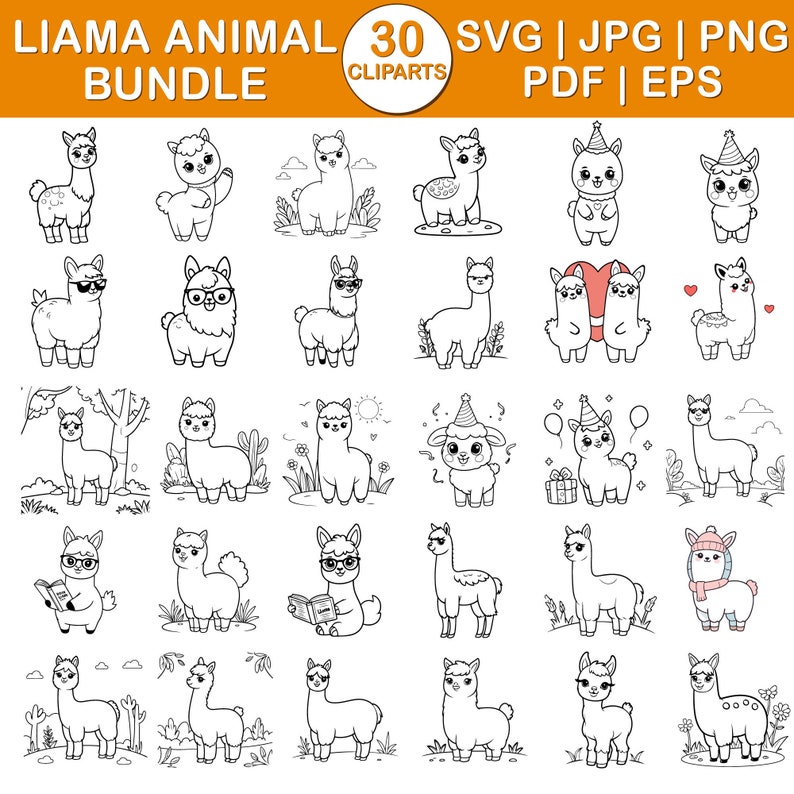 Llama Svg Bundles, Llama PNG, Llama Animal Svg Bundles, Llama Clipart ...