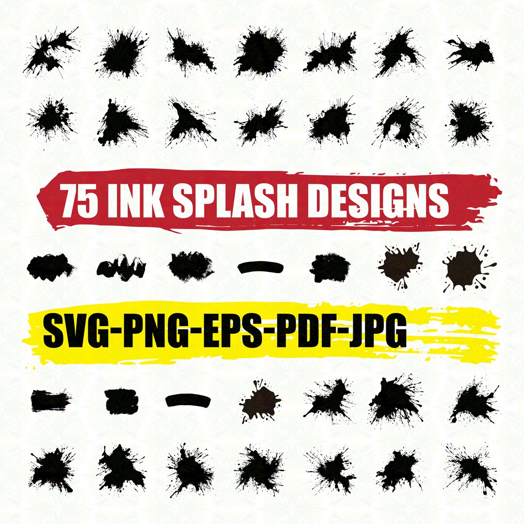 Ink Splash Svg Bundles, Black Ink Splash Clipart, Pen Ink Svg Bundles ...