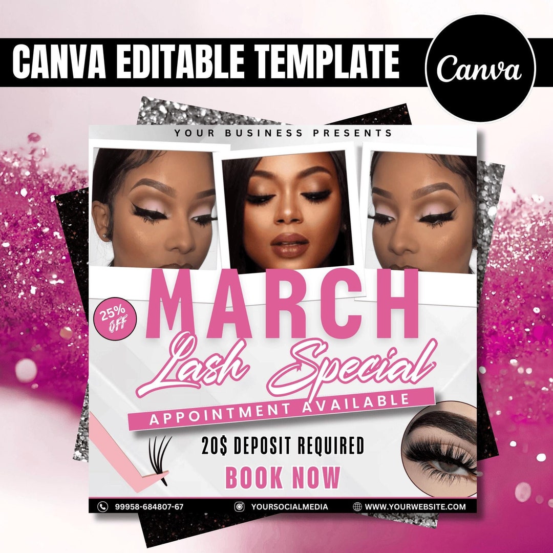March Lash Extension Flyer, March Lash Promo Template, March Lash Sale ...