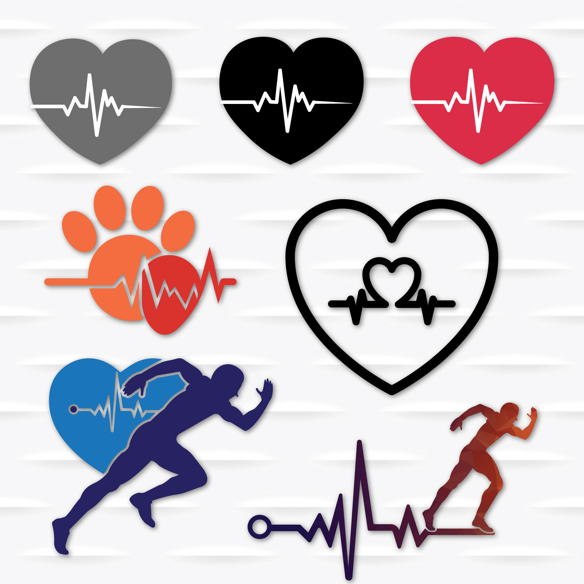 Heartbeat Svg Bundles, Heart Pulse Svg Bundles, 75 Heartbeat Clipart ...