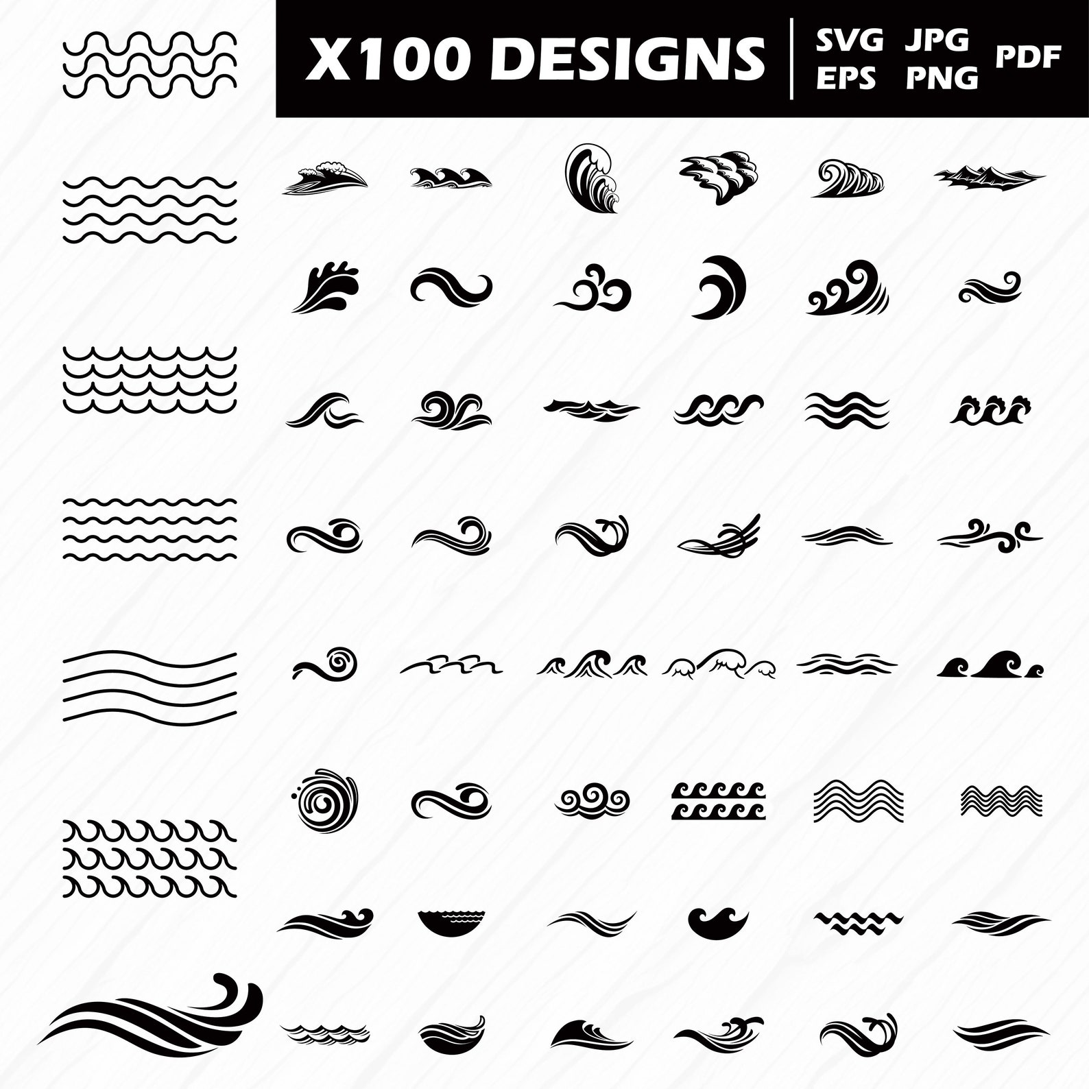 Waves Svg Bundles, Sea Waves Svg Clipart, Wave Clipart, Water Wave ...