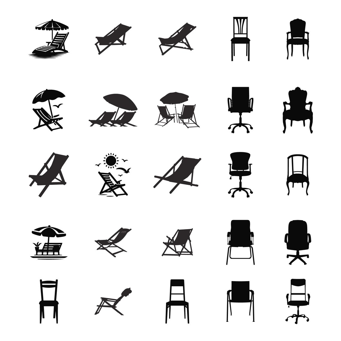 Office Chair Svg , Home Chair Clipart, Lounge Chair, Beach Chair ...