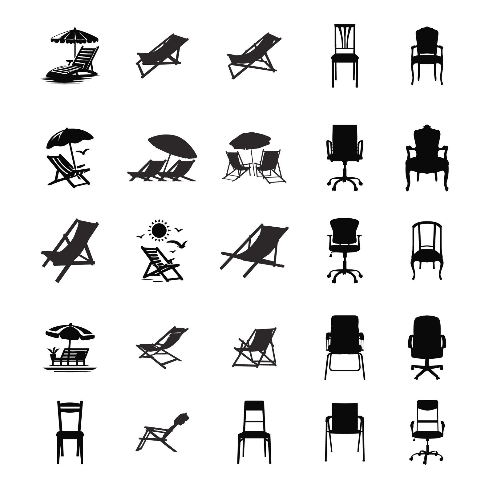 Office Chair Svg , Home Chair Clipart, Lounge Chair, Beach Chair ...