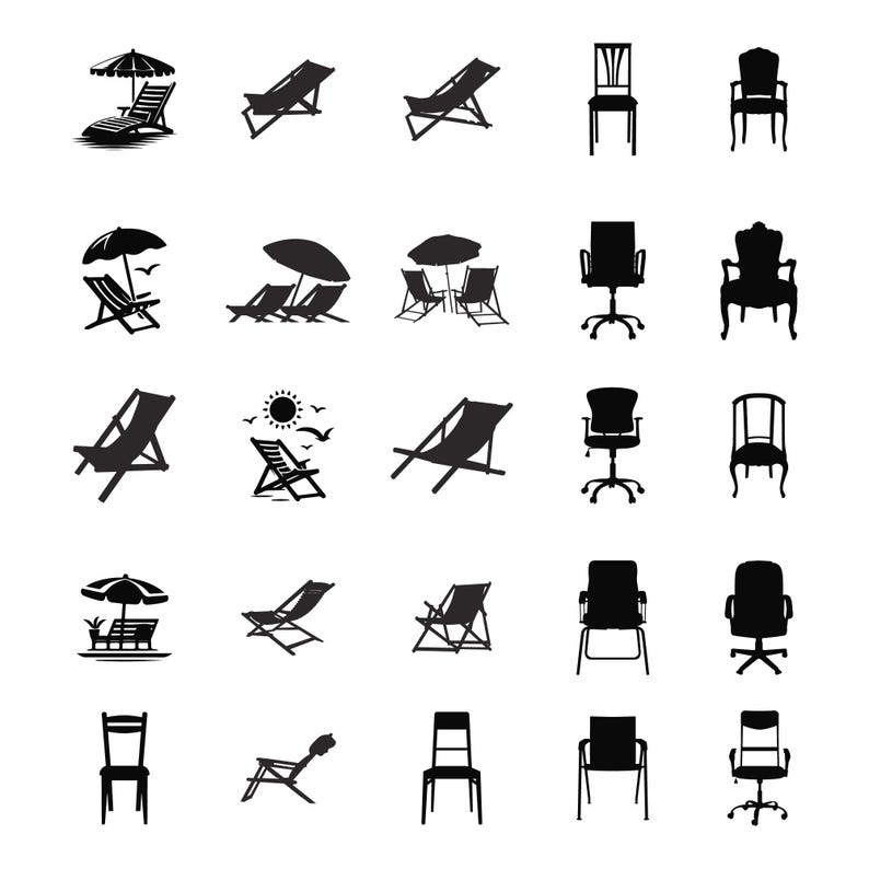 Office Chair Svg , Home Chair Clipart, Lounge Chair, Beach Chair ...