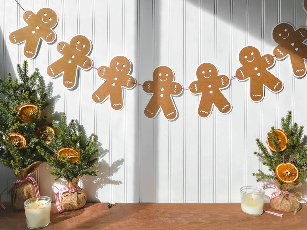 Gingerbread Man Kraft Paper Banner, Gingerbread Paper Bunting ...