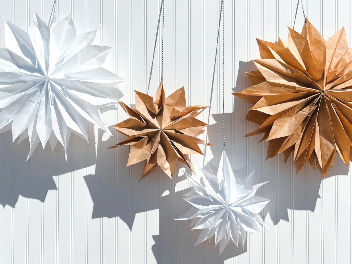 Paper Bag Stars, Neutral Christmas, New Year’s Eve, Birthday Party ...