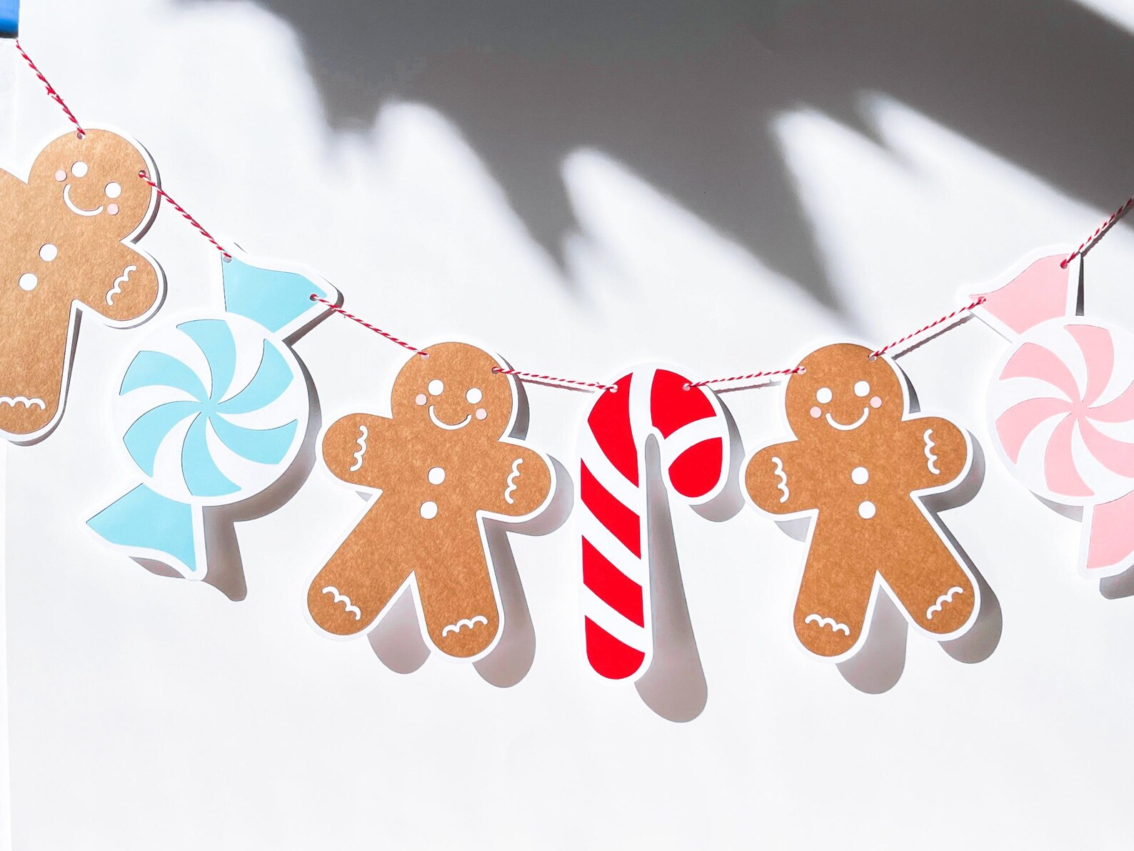 Paper Gingerbread Sweet Shop Garland, Set of 9 Gingerbread Men ...