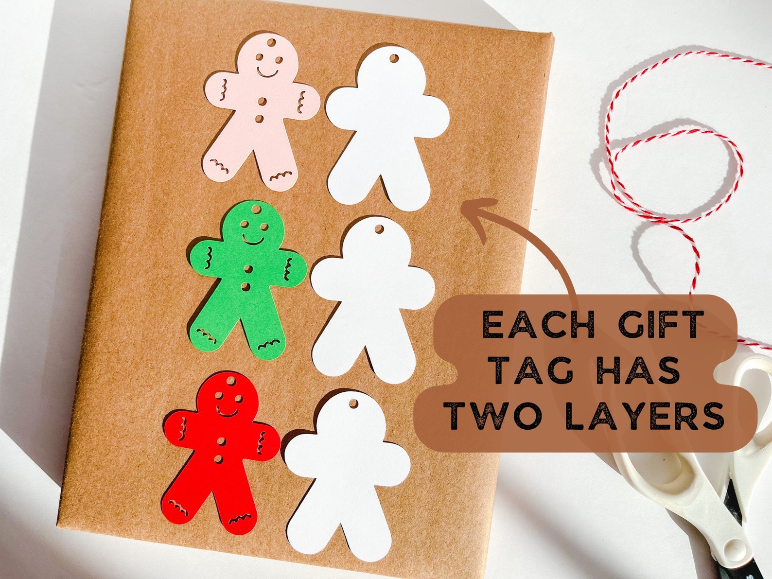 Gingerbread Man Gift Tags, Holiday Baked Goods Labels, Set of 12 in Red ...