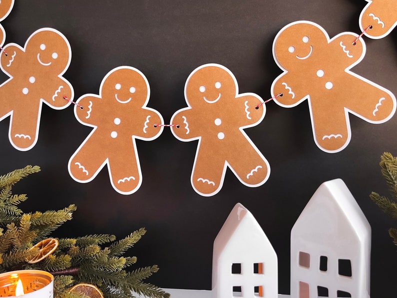 Gingerbread Man Kraft Paper Banner, Gingerbread Paper Bunting ...