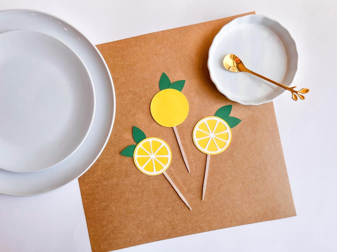Paper Lemon Slice Cupcake Toppers, Summertime Birthday Party Cake ...