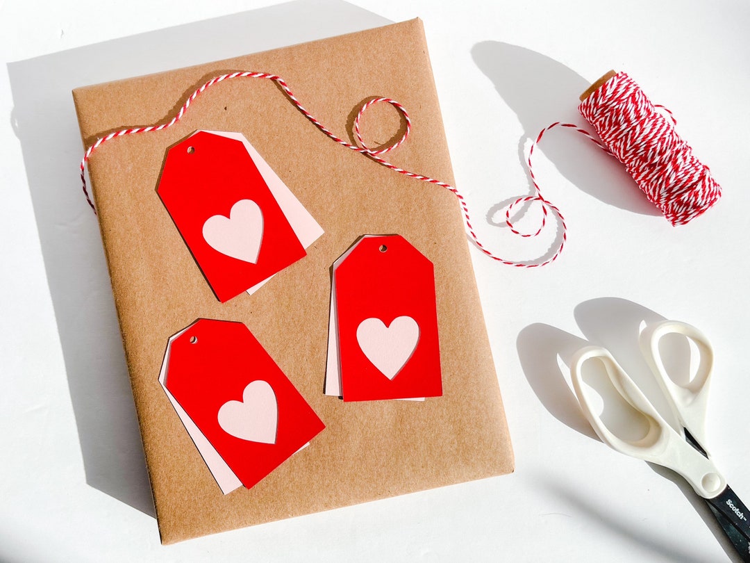Heart Gift Tags, Set of 12 Pink and Red Heart Cutout Present Labels ...