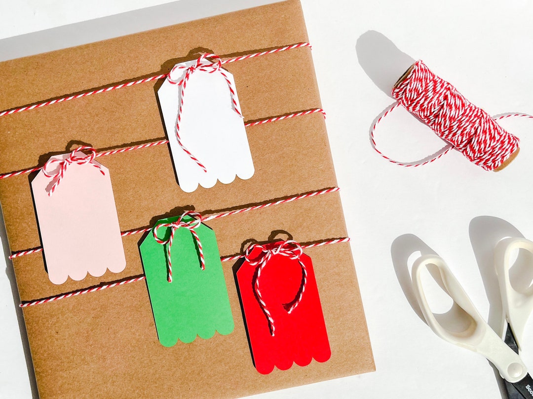 Scalloped Gift Tags, Set of 12 or 24 Paper Hang Tags, Baked Goods Tag ...
