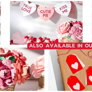 Paper Candy Heart Garland, Valentine’s Day Conversation Hearts Banner ...