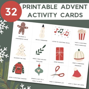 32 Printable Advent Activity Cards for Kids and Adults, Christmas ...