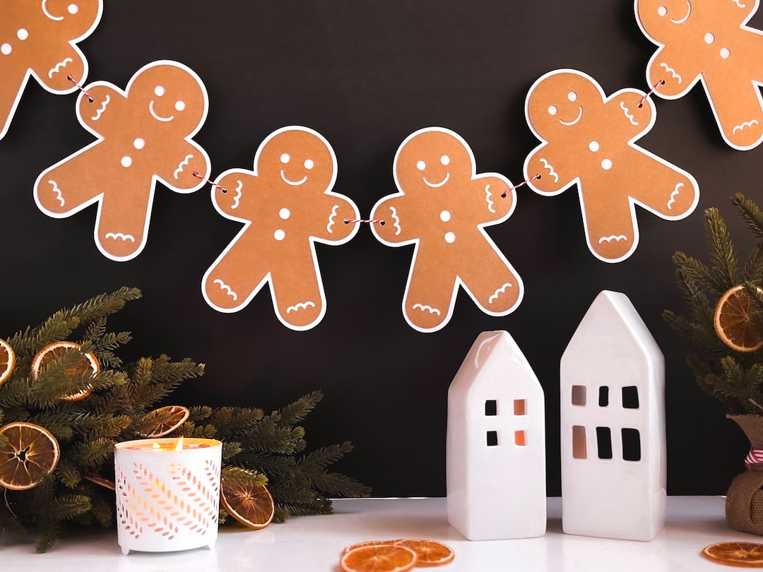 Gingerbread Man Kraft Paper Banner, Gingerbread Paper Bunting ...