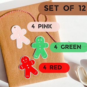 Gingerbread Man Gift Tags, Set of 12 Baked Goods/cookie Tags, Bright ...