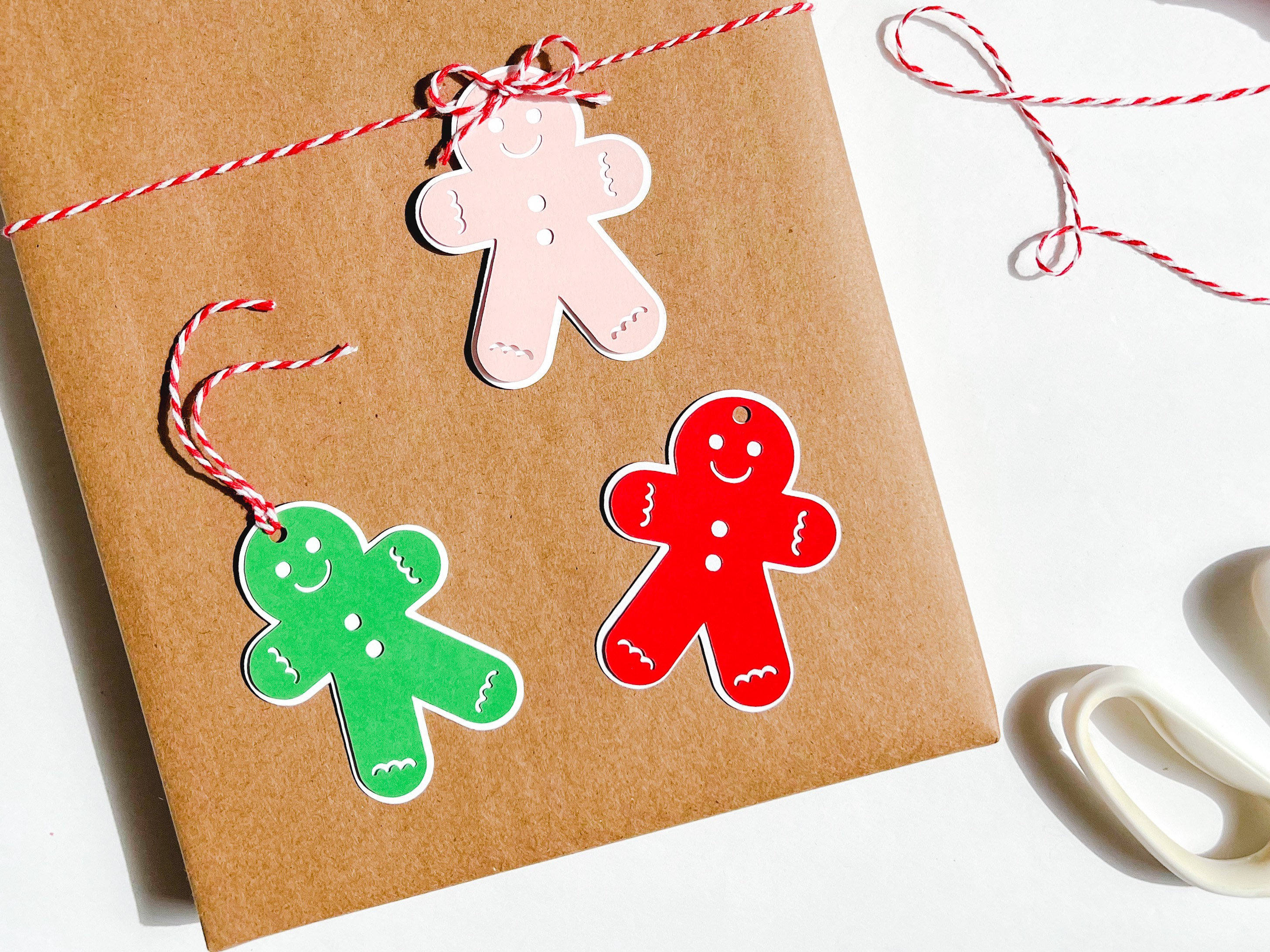 Gingerbread Man Gift Tags, Holiday Baked Goods Labels, Set of 12 in Red ...