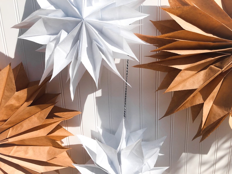 Paper Bag Stars, Neutral Christmas, New Year’s Eve, Birthday Party ...