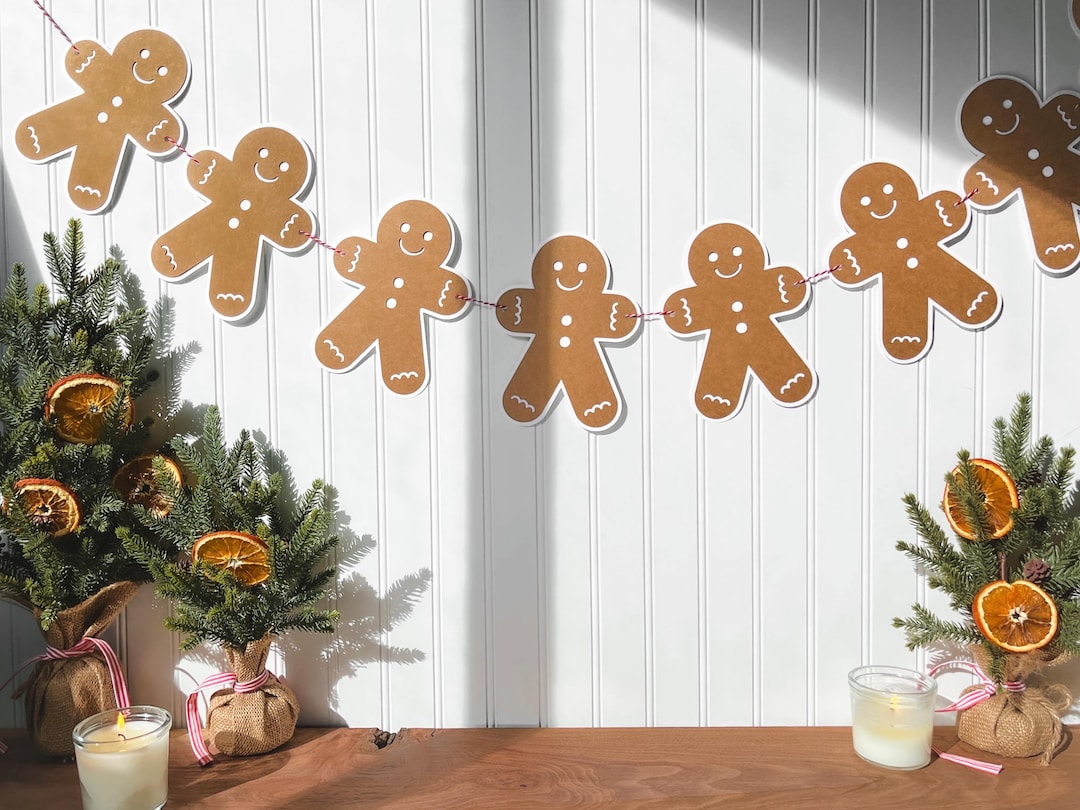 Gingerbread Man Kraft Paper Banner, Gingerbread Paper Bunting ...