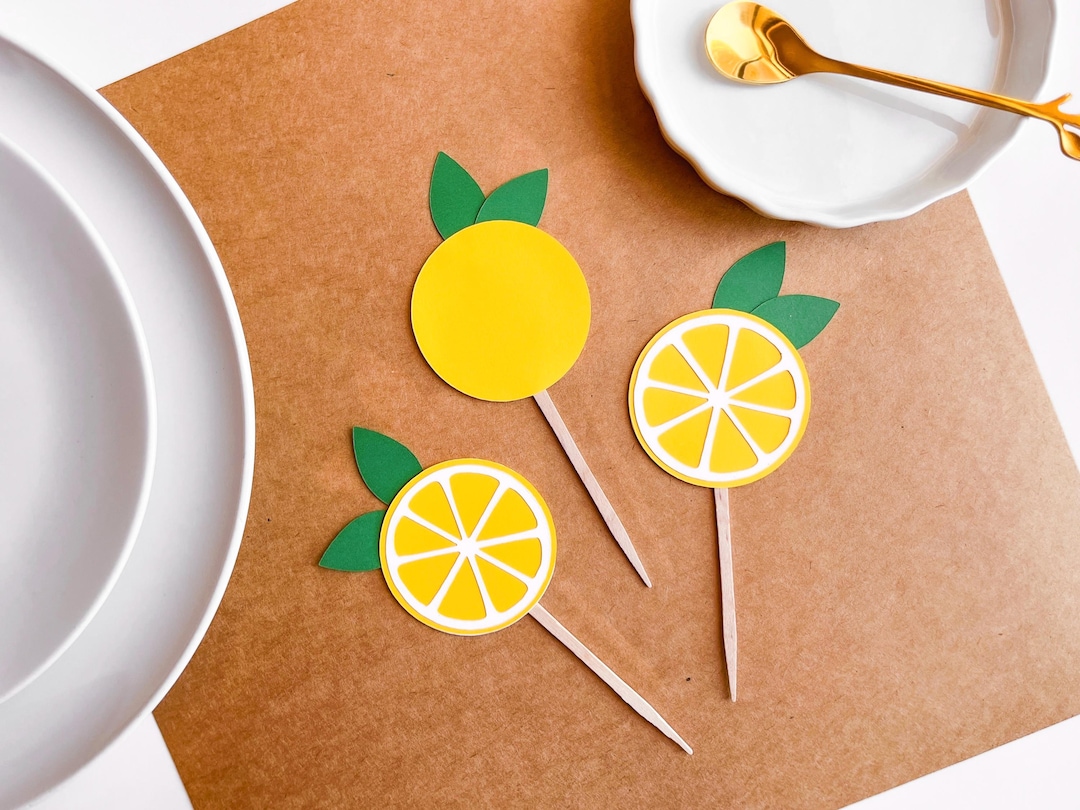 Paper Lemon Slice Cupcake Toppers, Summertime Birthday Party Cake ...