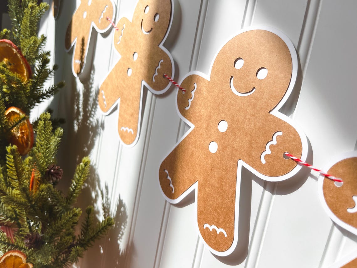 Gingerbread Man Kraft Paper Banner, Gingerbread Paper Bunting ...