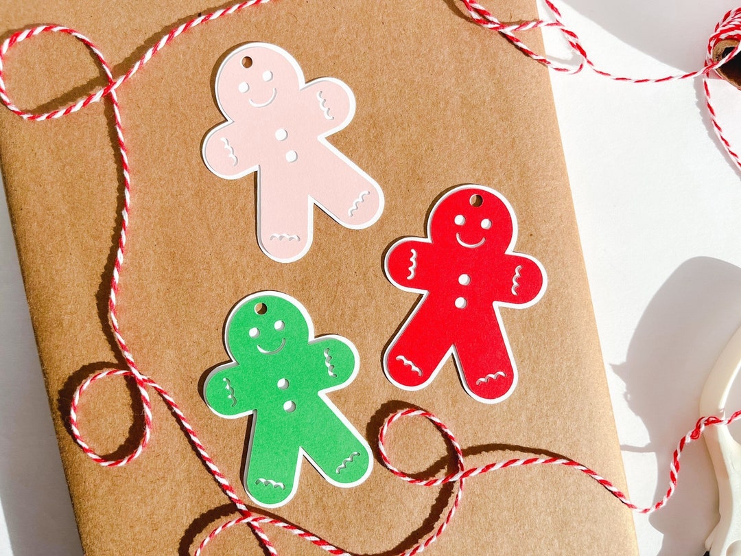 Gingerbread Man Gift Tags, Set of 12 Baked Goods/cookie Tags, Bright ...