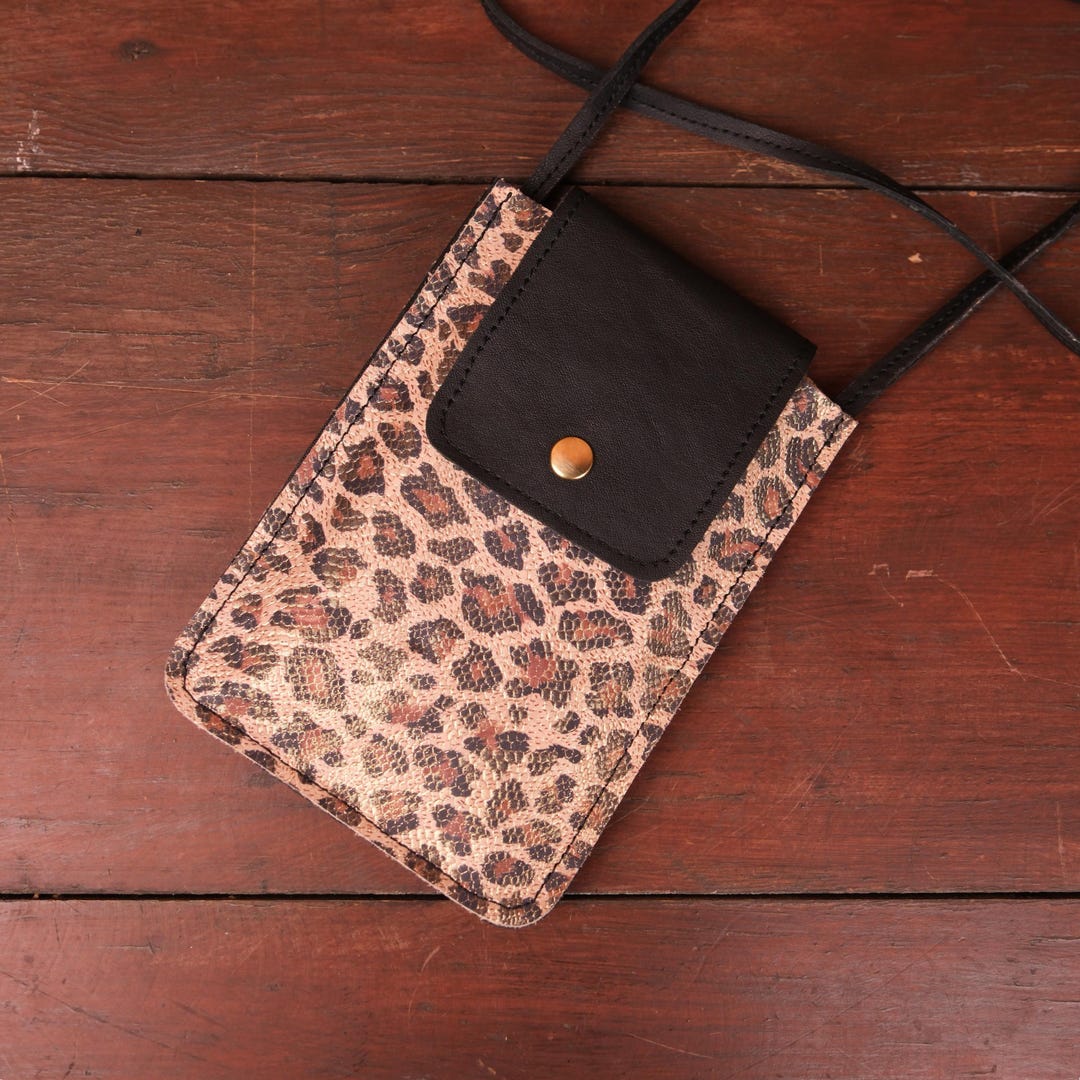 Leather Leopard Print Phone Case, Leopard Phone Bag - Etsy