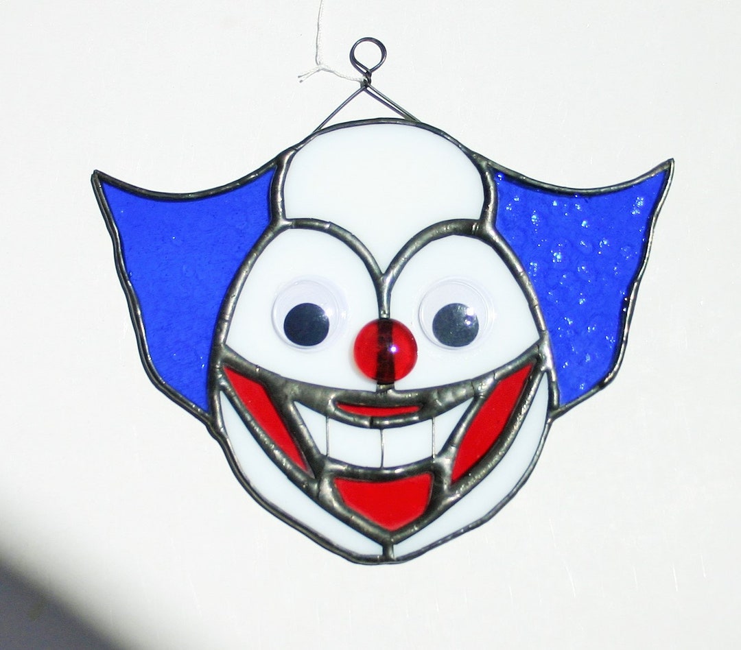 Stained Glass Clown Face " Bozo" Suncatcher Freepost SPAIN / EU & UK ...