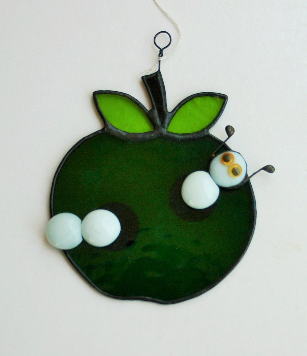 Stained Glass Apple and Worm Suncatcher Freepost SPAIN / EU & UK + 5 ...