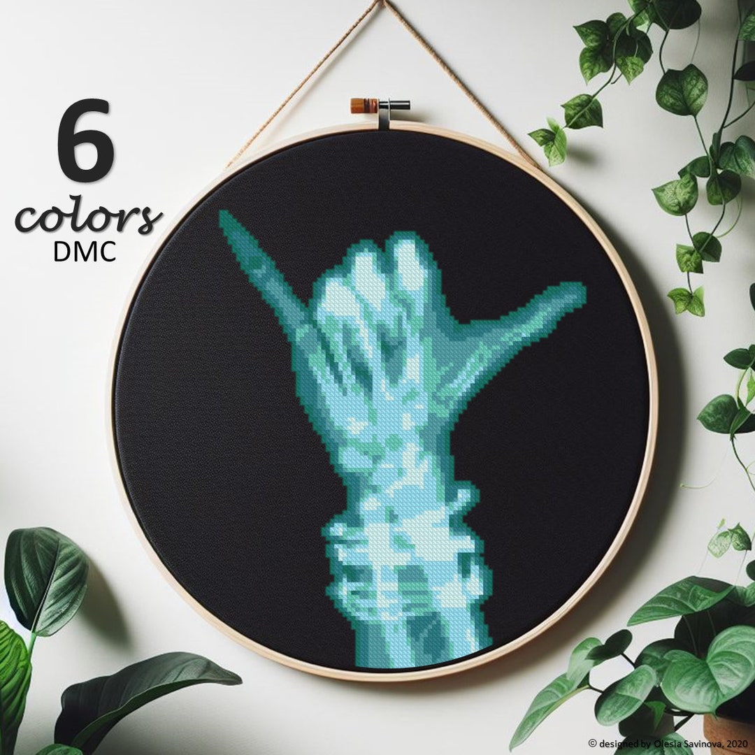 Cross Stitch Pattern X-ray Jumbo Shaka Hang Loose Hand Cross Stitch ...